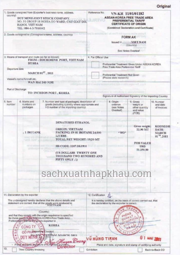 CO FORM AK LÀ GÌ? QUY TRÌNH LÀM CO FORM AK - SÁCH XUẤT NHẬP KHẨU